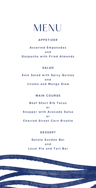 Zola Wedding Menus - Delmar