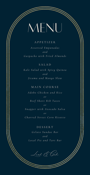 Tatum Foil | Darkest Teal | Zola Wedding Menus