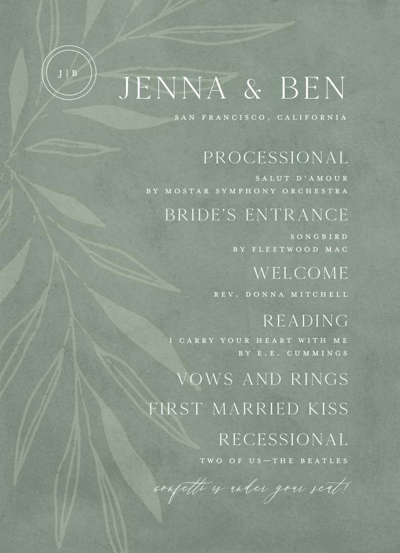 Castille | Sage | Zola Wedding Programs