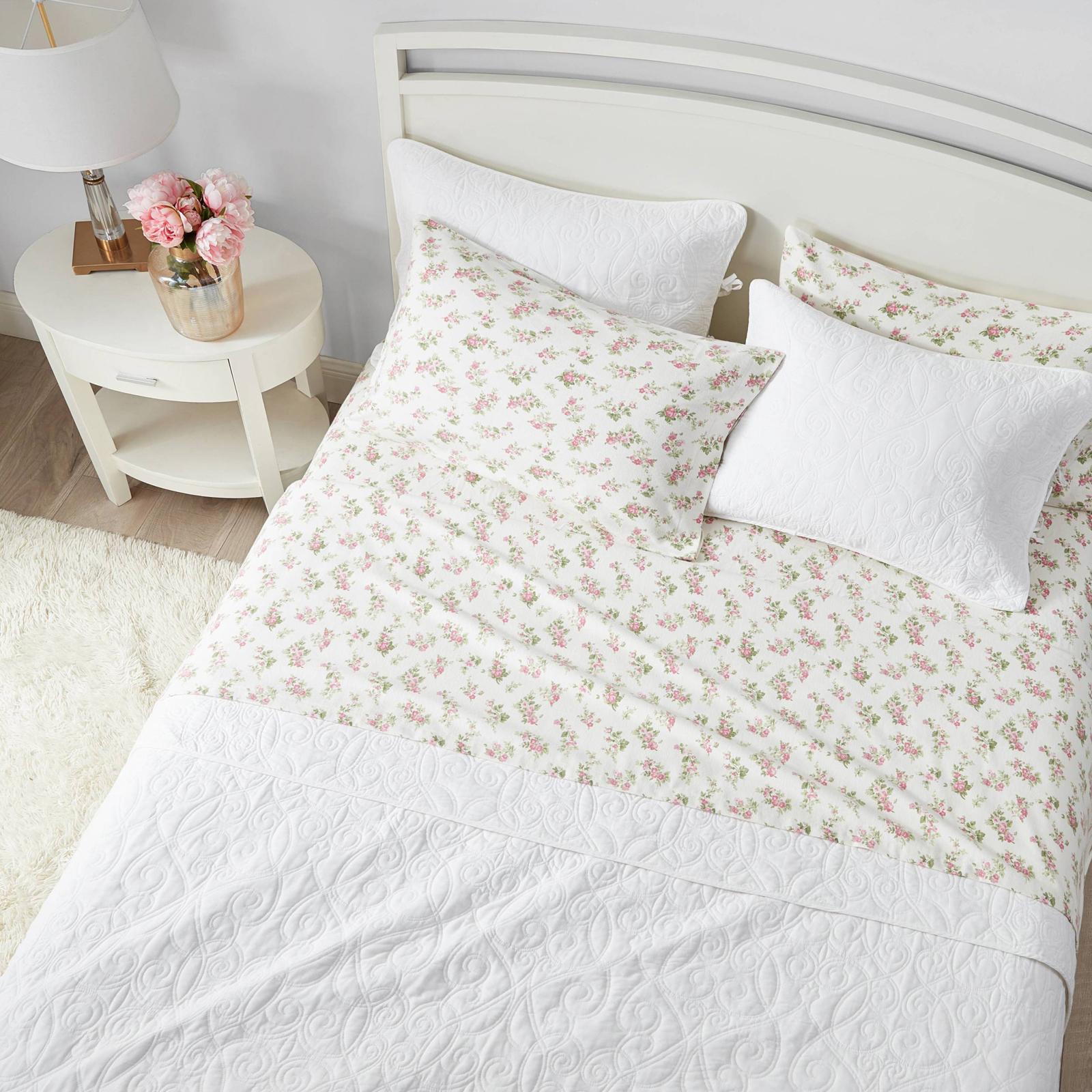 Laura Ashley, Audrey Cotton Flannel 4-Piece Sheet Set | Zola