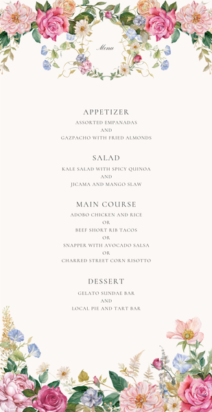 Trellis | Off-White | Zola Wedding Menus