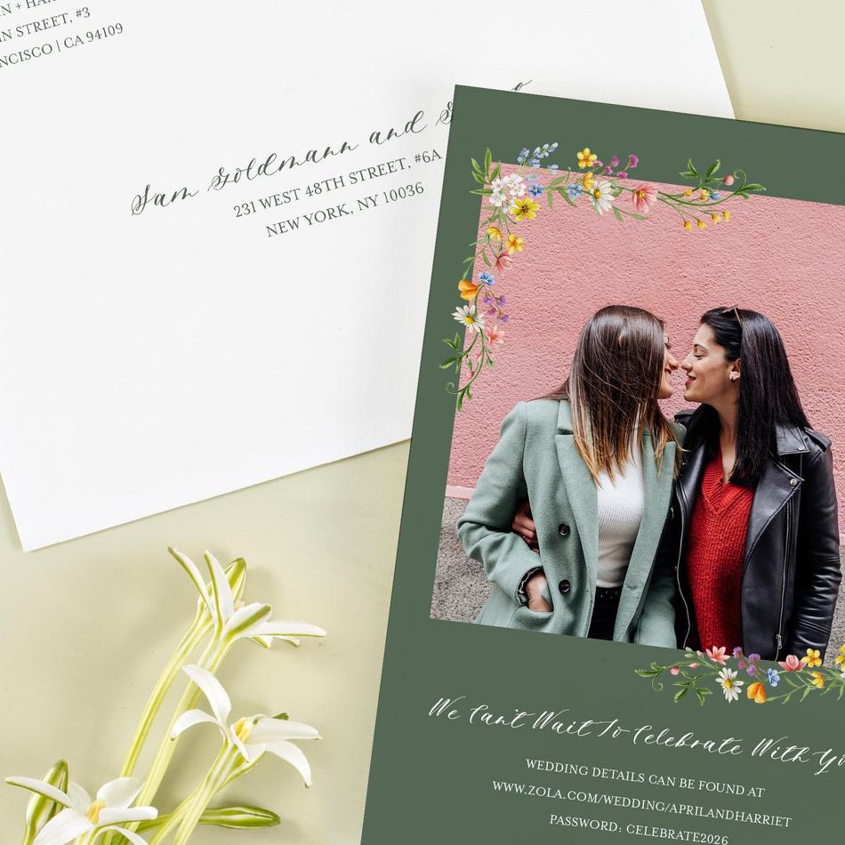 Varenna Portrait | Grayed Hunter | Zola Wedding Invitations