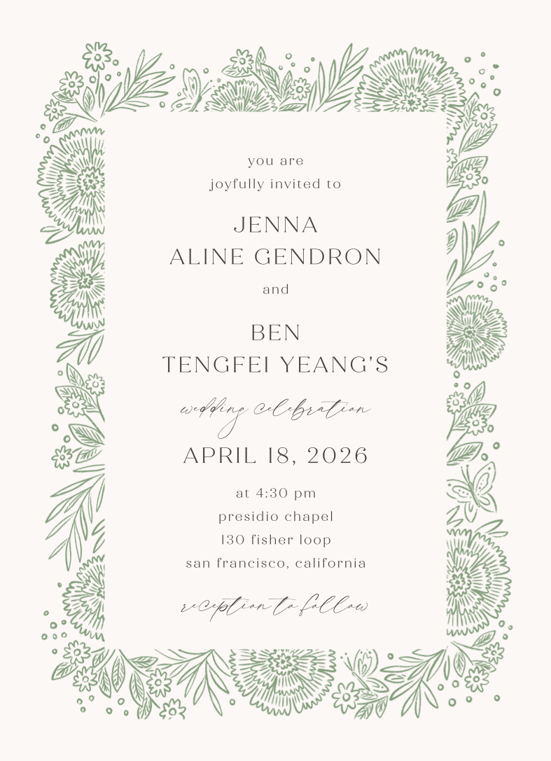 Keita Frame | Bright Sage | Zola Wedding Invitations