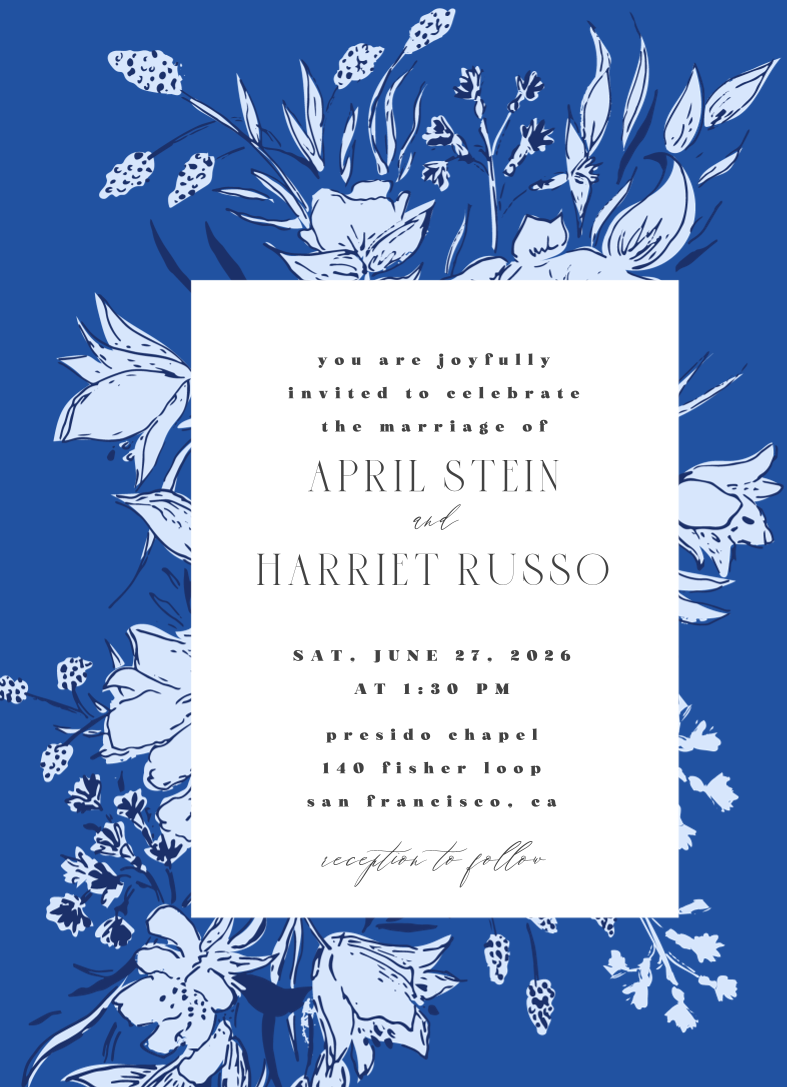 Amouretti Portrait | Cobalt | Zola Wedding Invitations