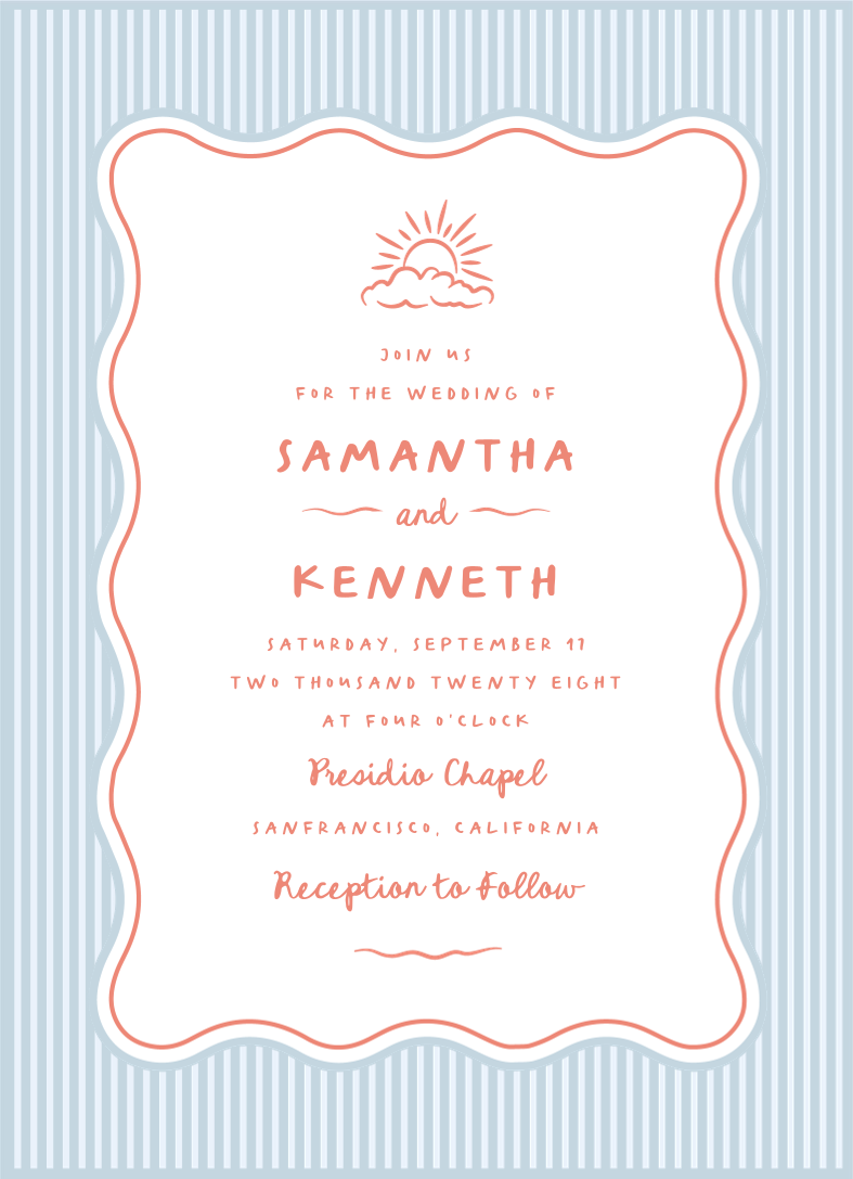 Sole Portrait | Baby Blue | Zola Wedding Invitations