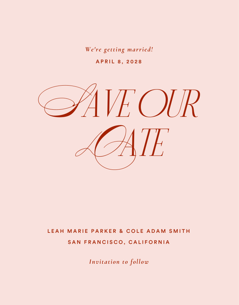 Marion Portrait | Blush | Zola Save The Dates