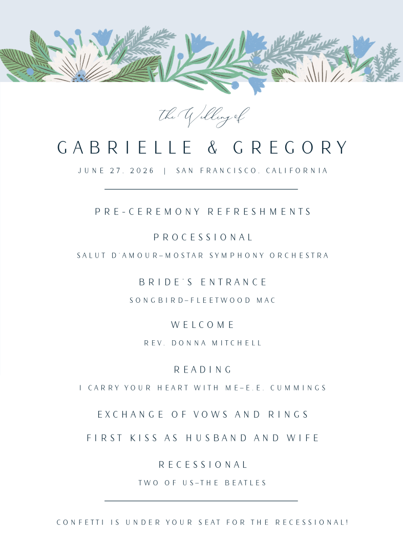 Camrose | Ice | Zola Wedding Programs
