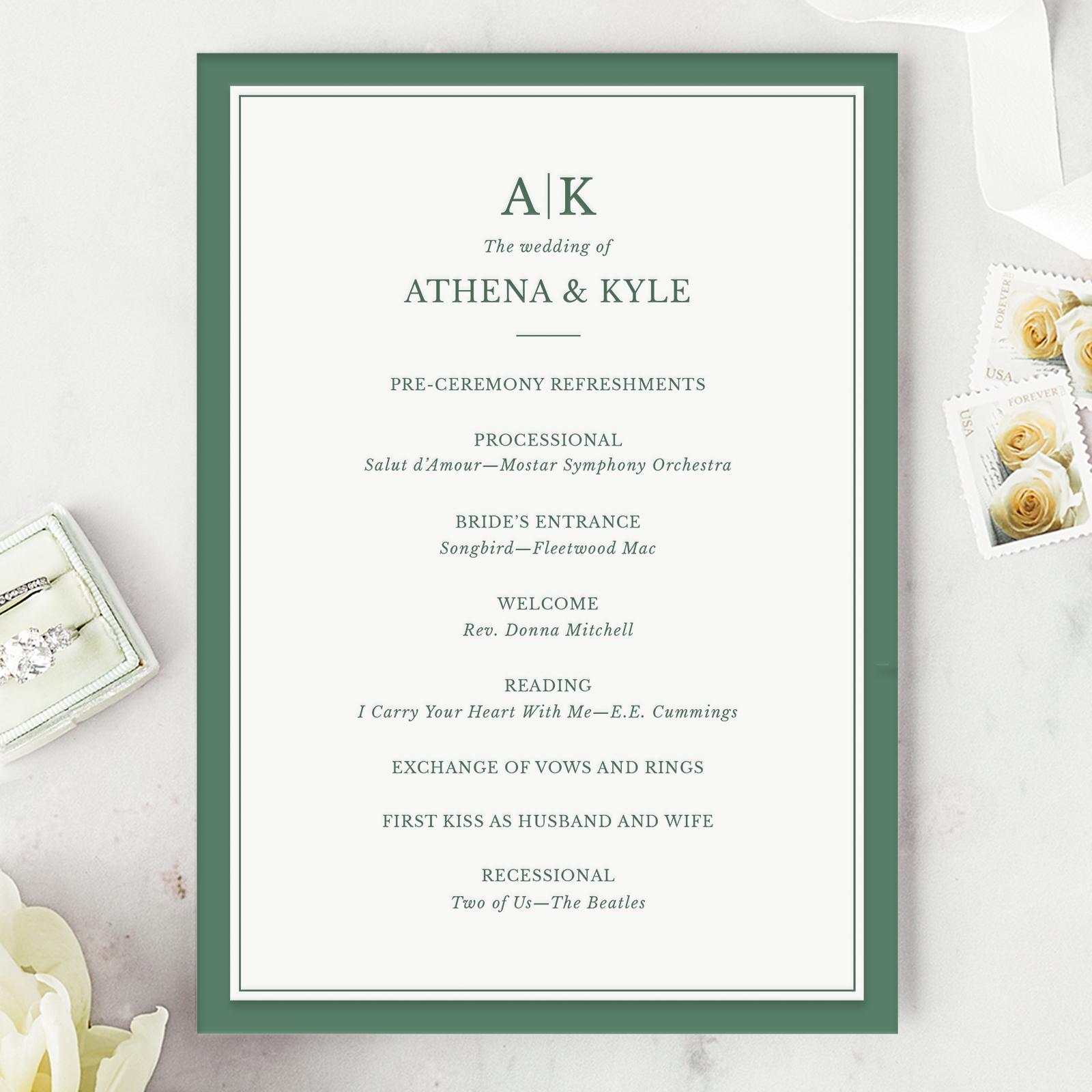 Zola Wedding Programs - Weyers Letterpress