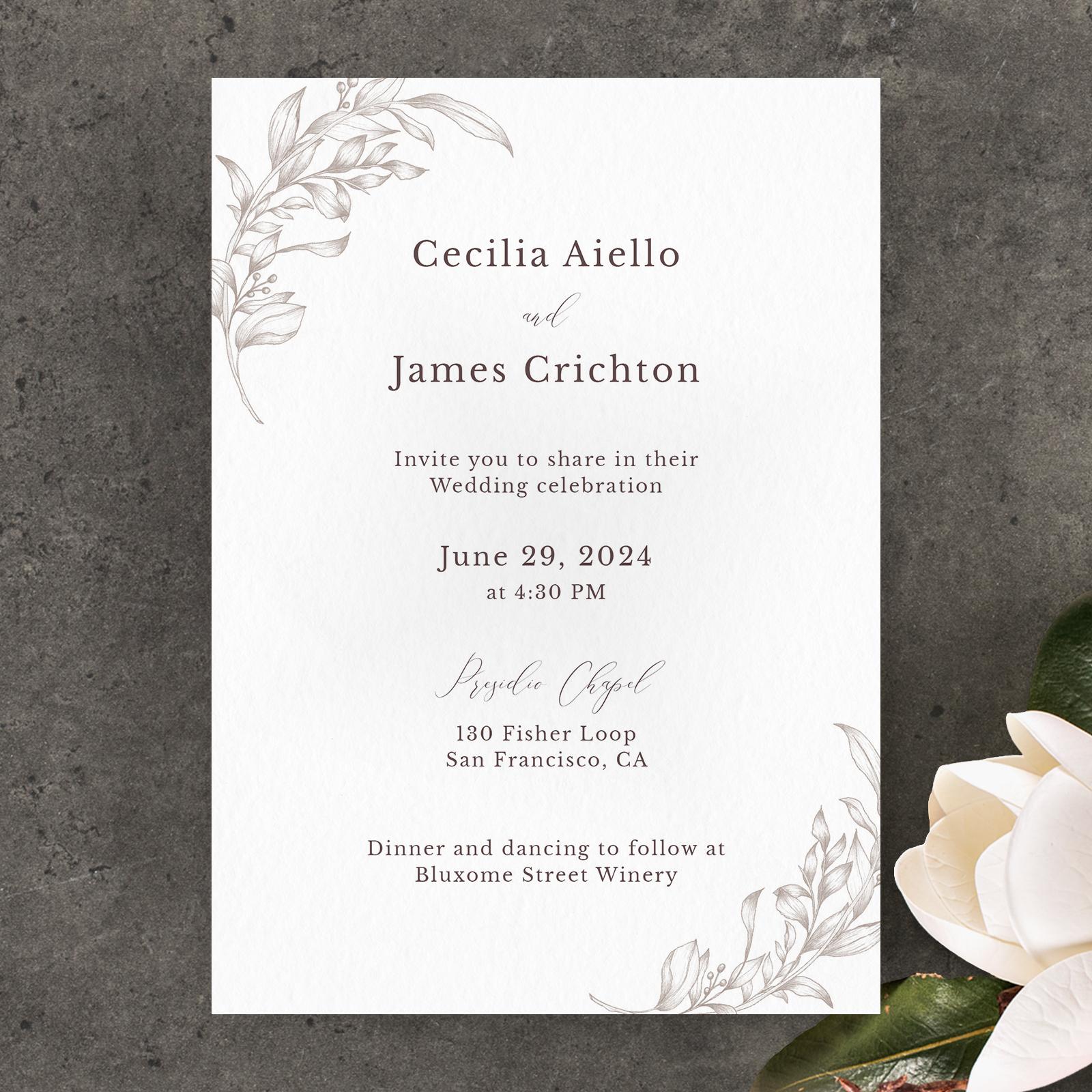 Zola Wedding Invitations - Merriott Portrait