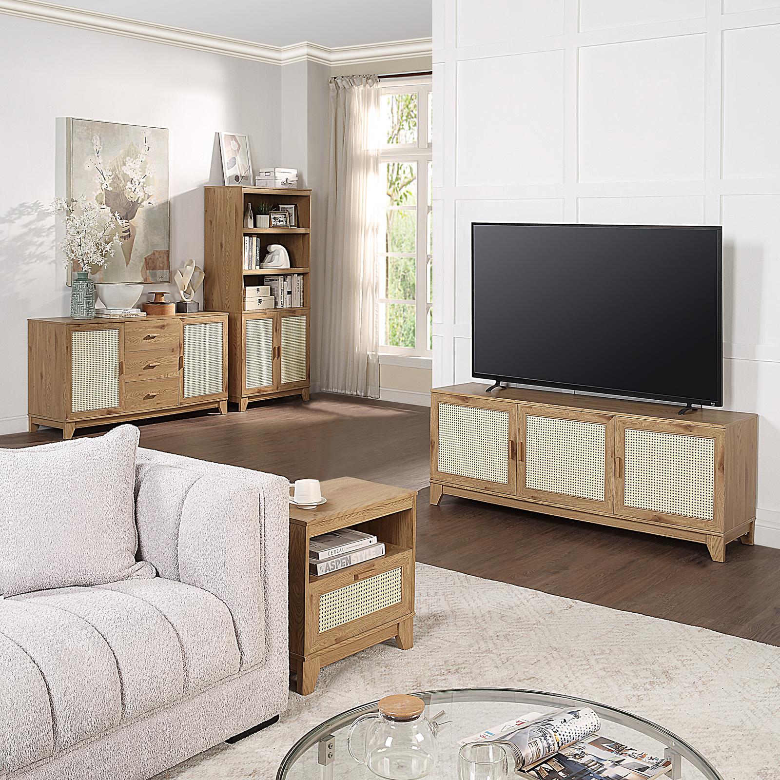 Manhattan Comfort, Sheridan 4-Piece Modern Cane Living Room Set | Zola