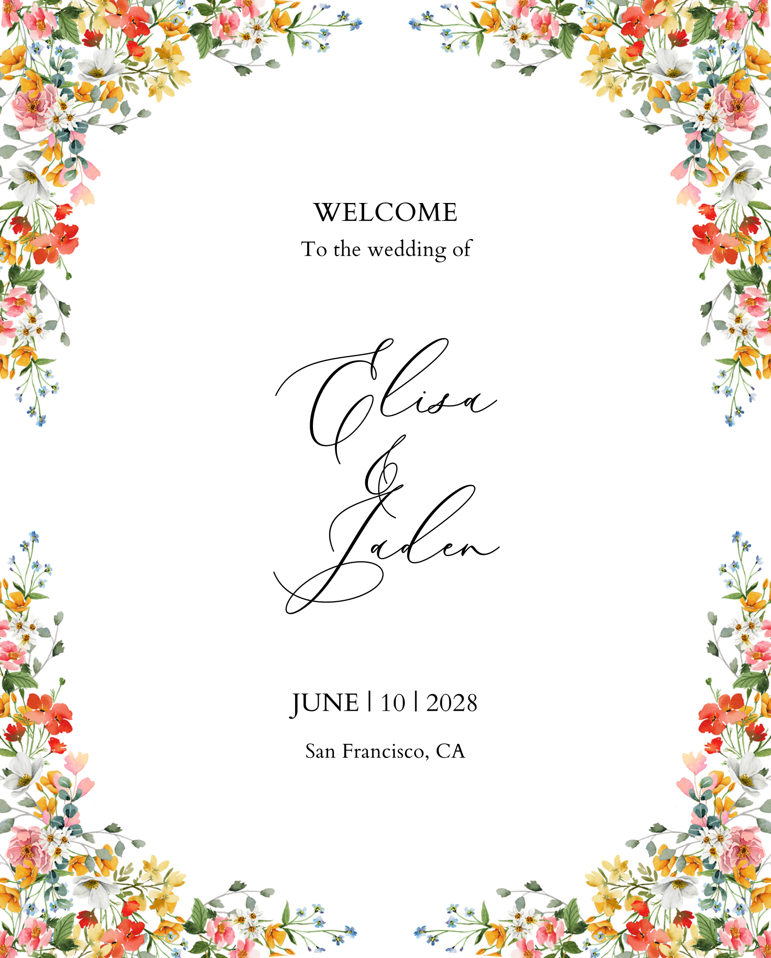 Pourpier Portrait | White | Zola Wedding Signs