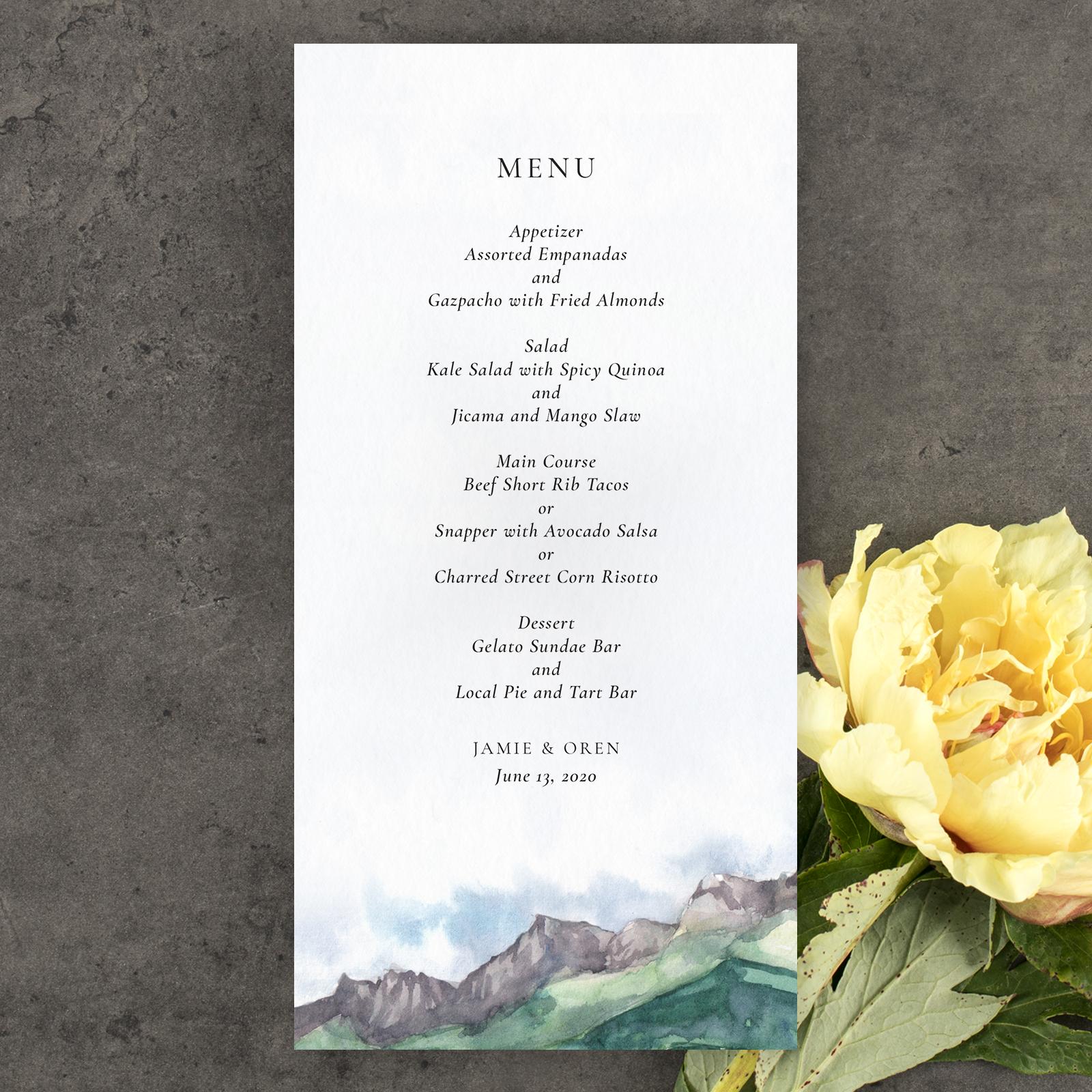 Zola Wedding Menus - Deepcreek