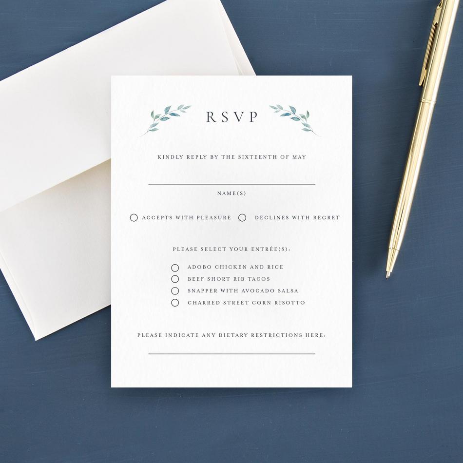 Farnham Portrait | Blue Sage | Zola Wedding Invitations