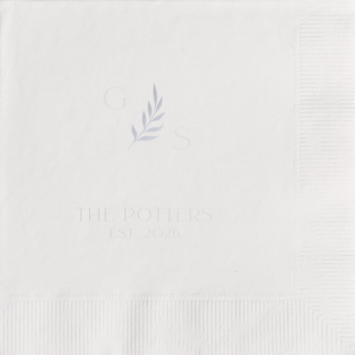 Leafy Monogram | White | Zola Wedding Napkins