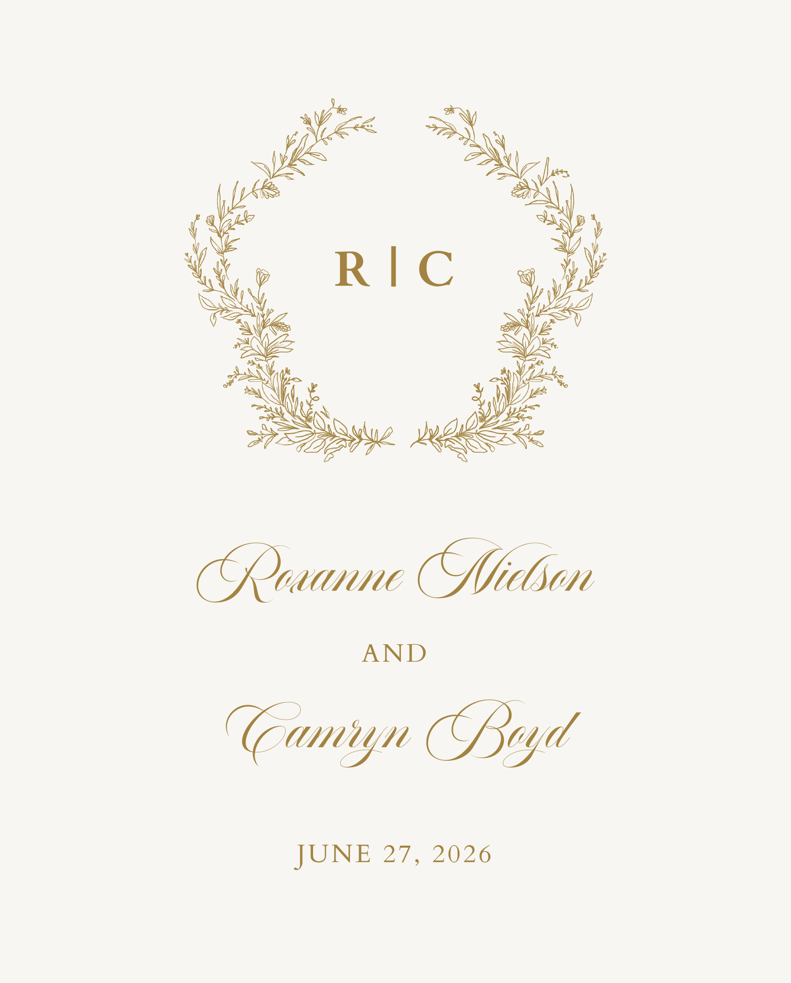 Eleanora Portrait | Gold | Zola Wedding Signs