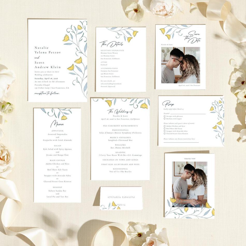 Sinfonia Portrait | White | Zola Wedding Invitations