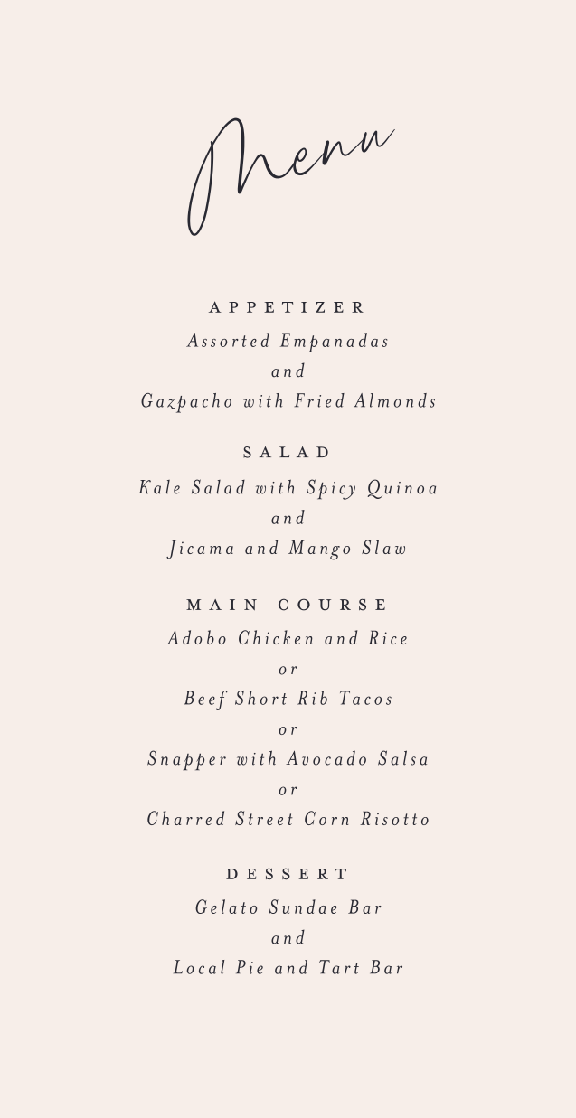 Atlas | Linen | Zola Wedding Menus