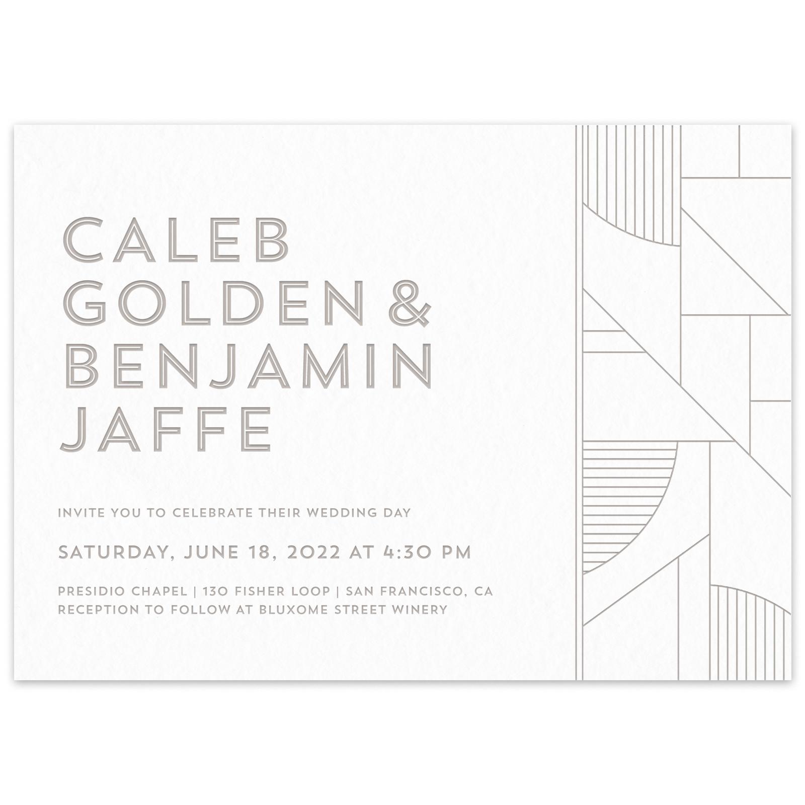 Zola Invites + Paper, Invitation - Davies Border Letterpress Single ...