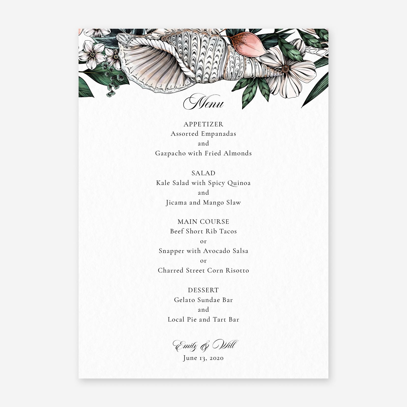 Zola Wedding Menus - Oahu