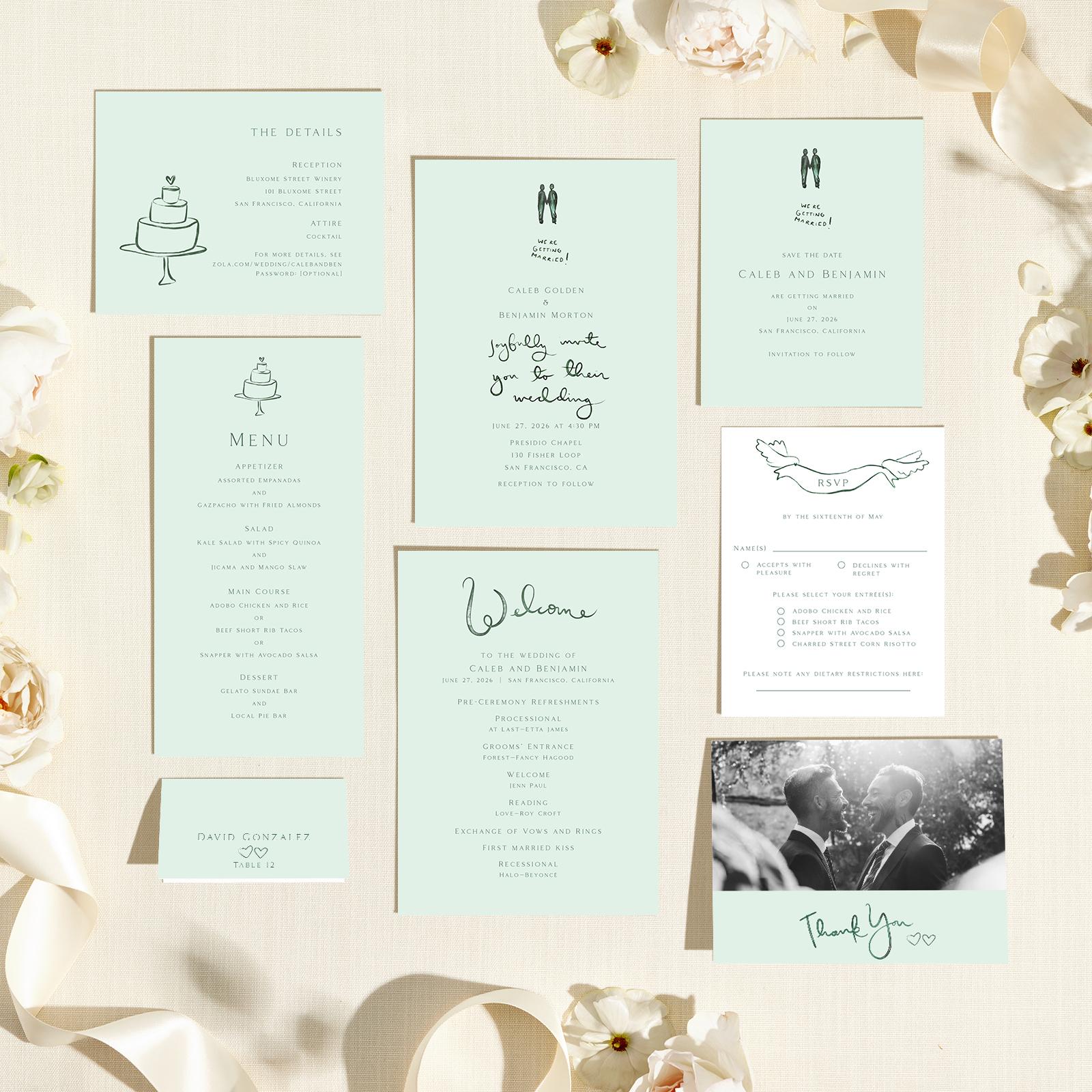 Zola Wedding Invitations - Dunluce Suits