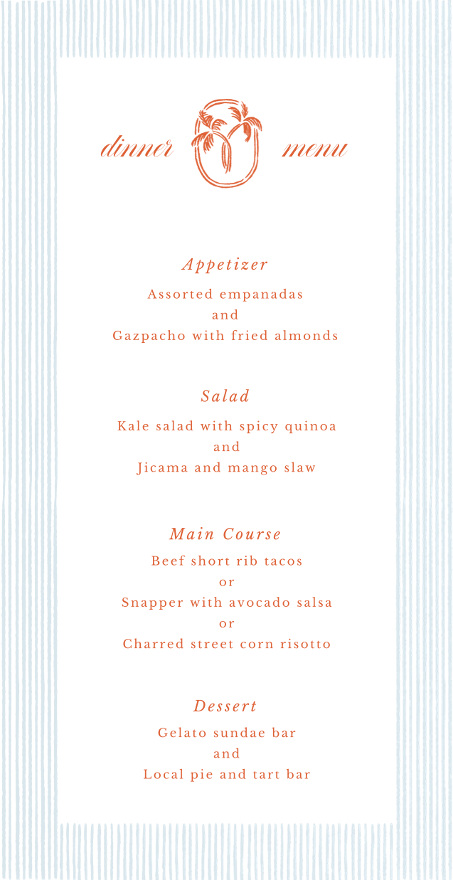 Zola Wedding Menus - Seychelles