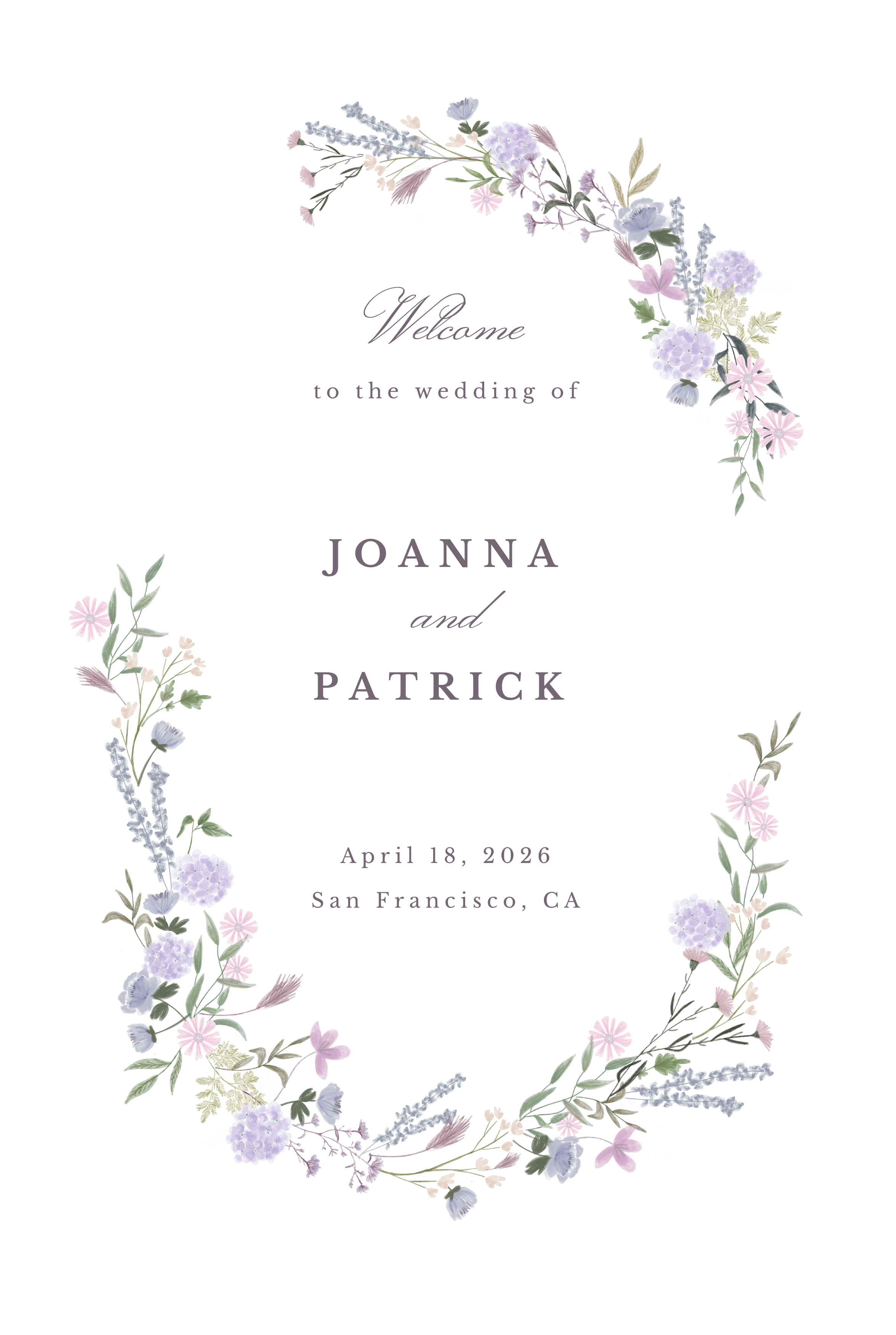 Laurelwood Portrait | Dusty Purple | Zola Wedding Signs