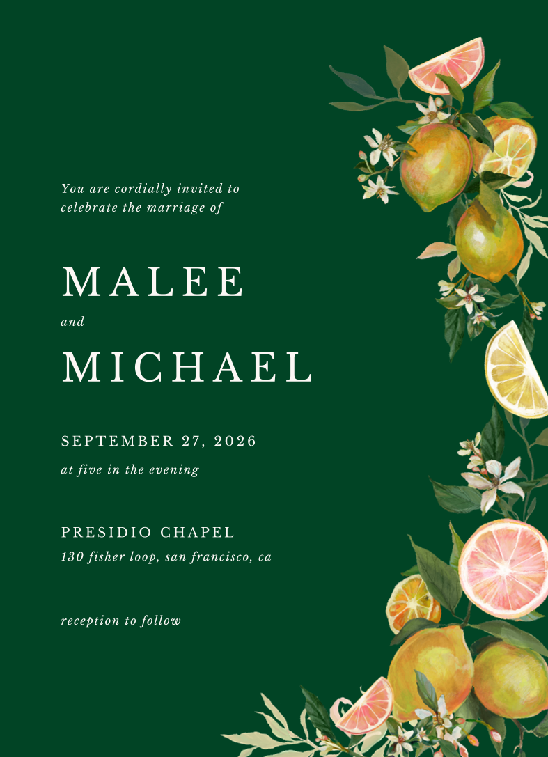 Zola Wedding Invitations - Citron Classic