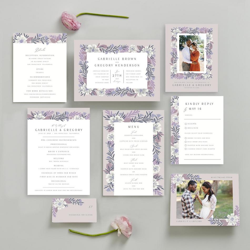 Camrose Landscape | Lavender Mist | Zola Wedding Invitations