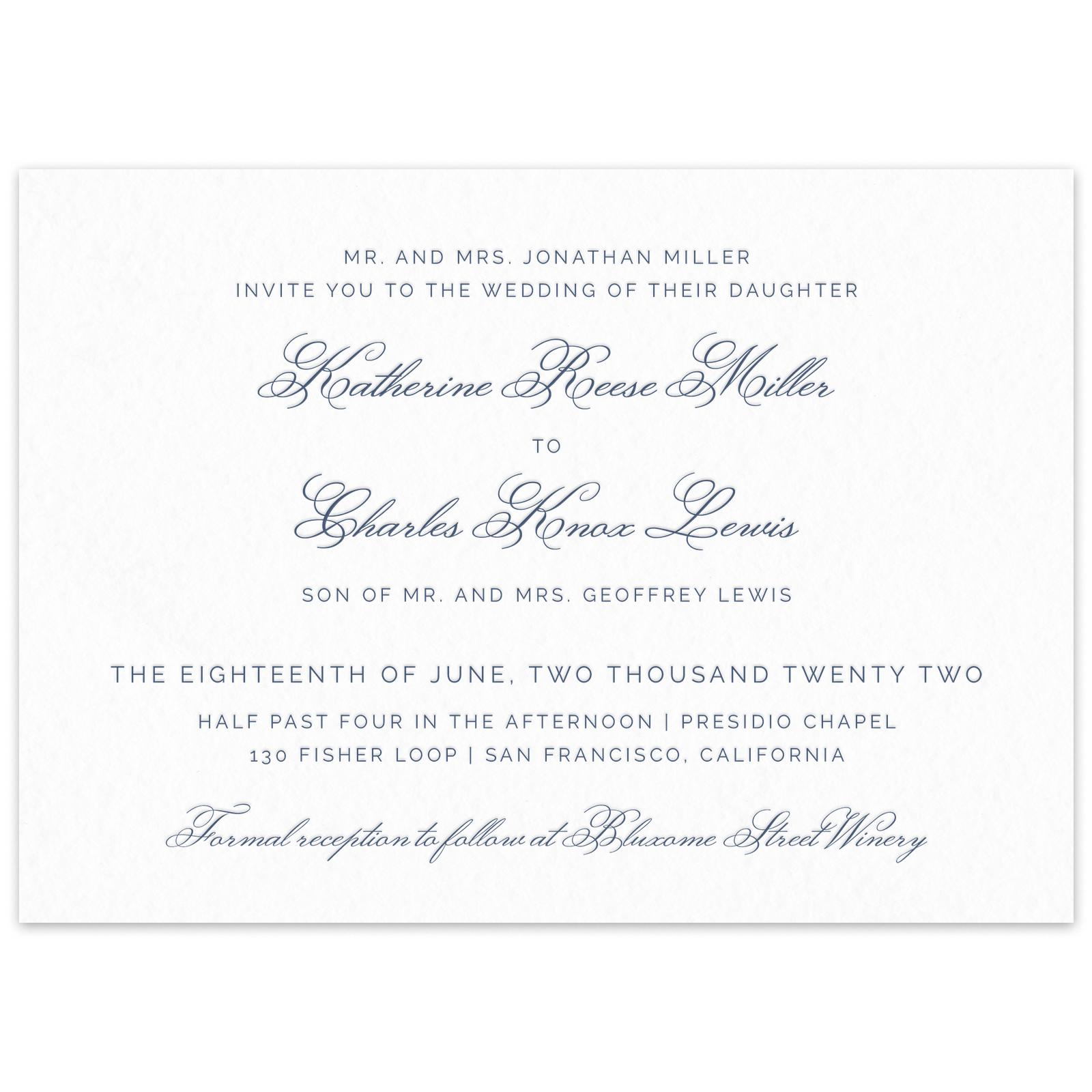 Zola Invites + Paper, Invitation - Arthur Landscape Letterpress Single ...