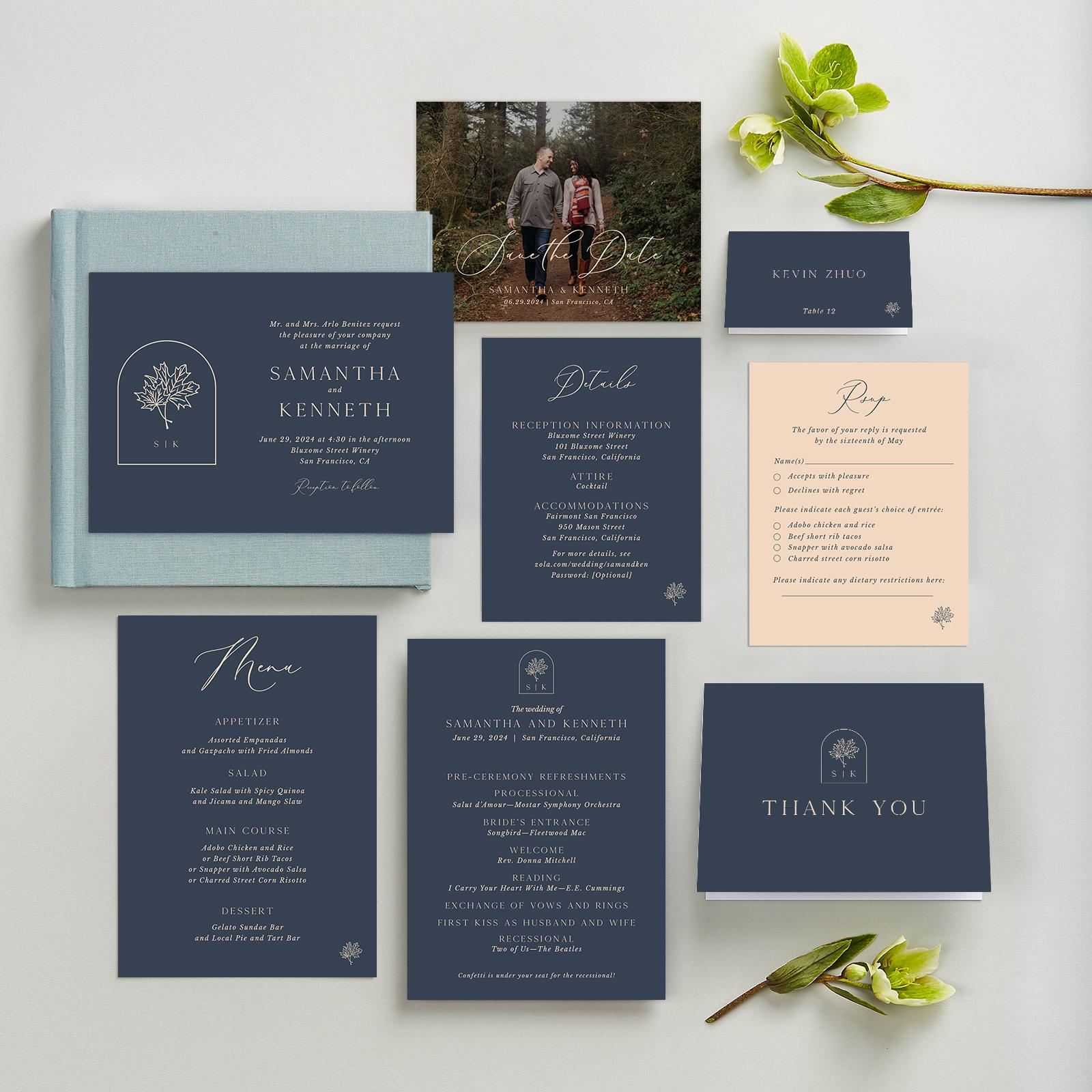 Zola Wedding Menus - Mapleton