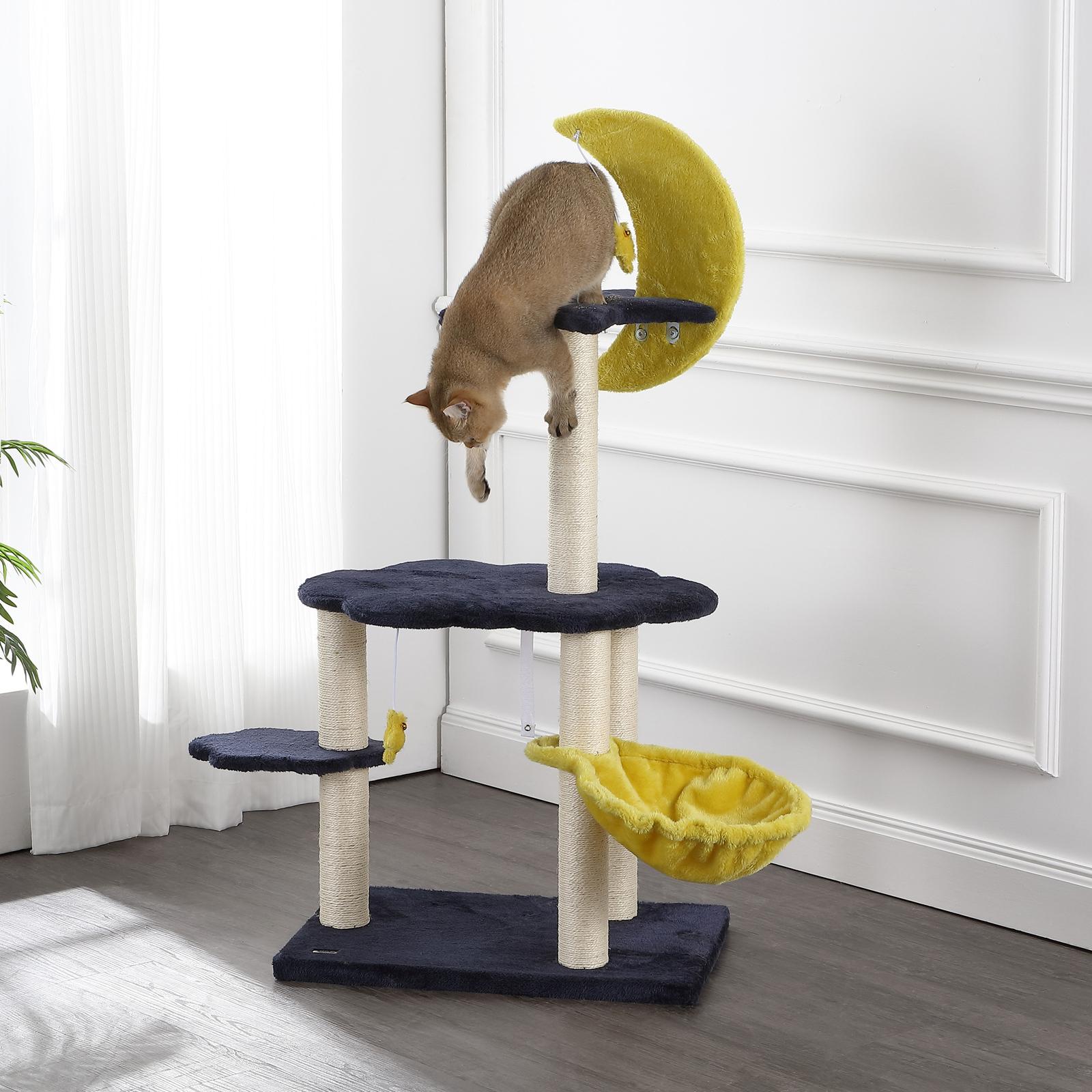 The Licker Store, Aurora 3-Tier Modern Sisal Moon & Stars Cat Tree - Zola