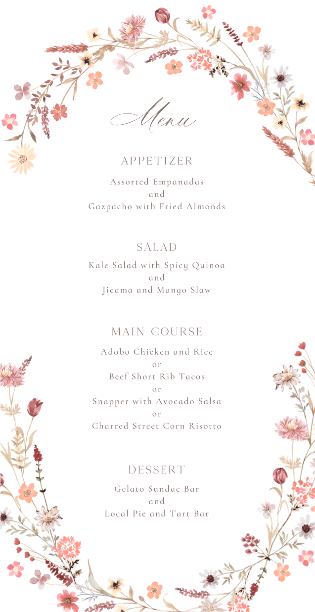 Lino | Peach Sorbet | Zola Wedding Menus