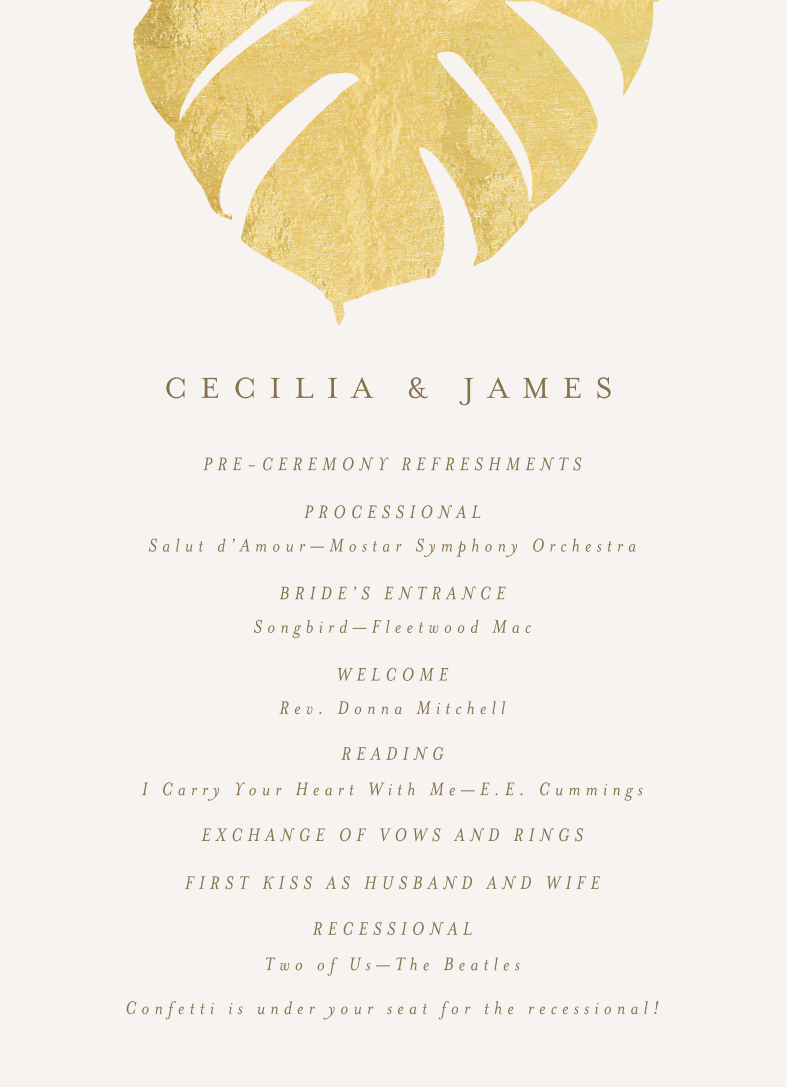 Maui Foil | Light Oatmeal | Zola Wedding Programs
