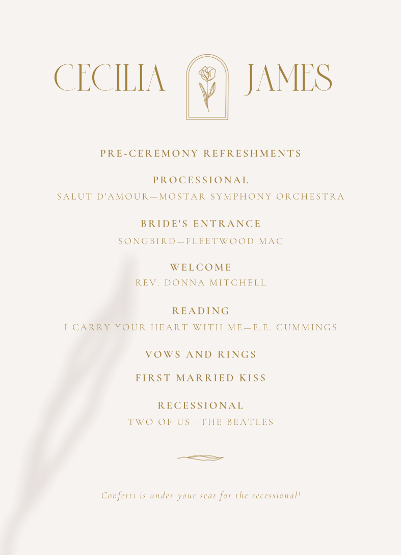 Elina | Light Oatmeal | Zola Wedding Programs