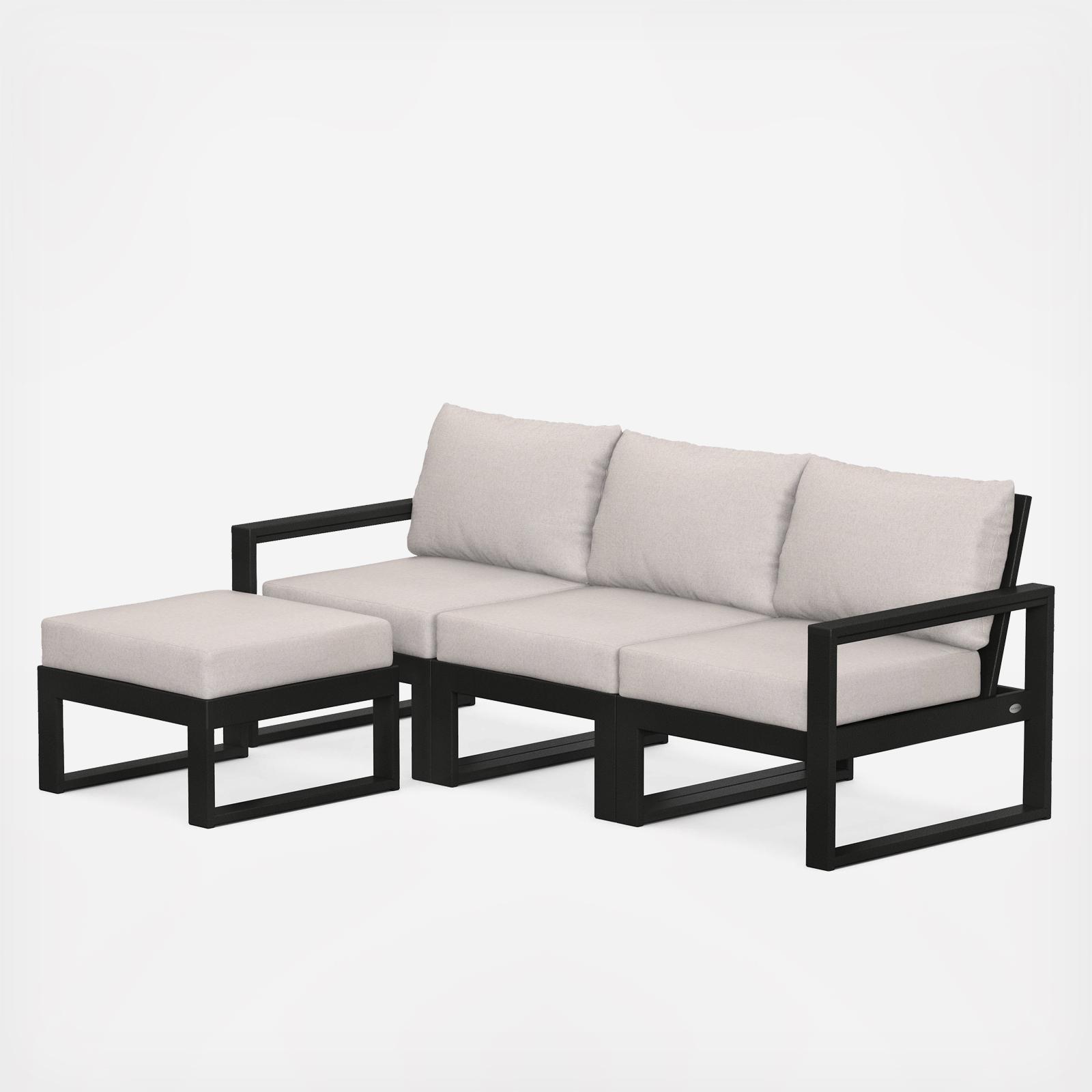 POLYWOOD, Edge 4-Piece Modular Deep Seating Set with Ottoman | Zola