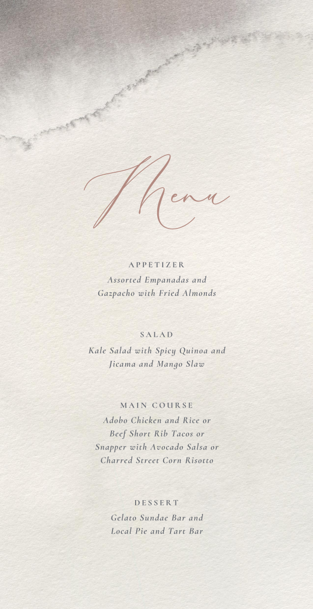 Elting | Rich Taupe | Zola Wedding Menus