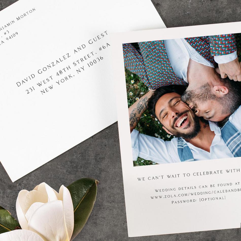 Dunluce Suits | Light Oatmeal | Zola Wedding Invitations