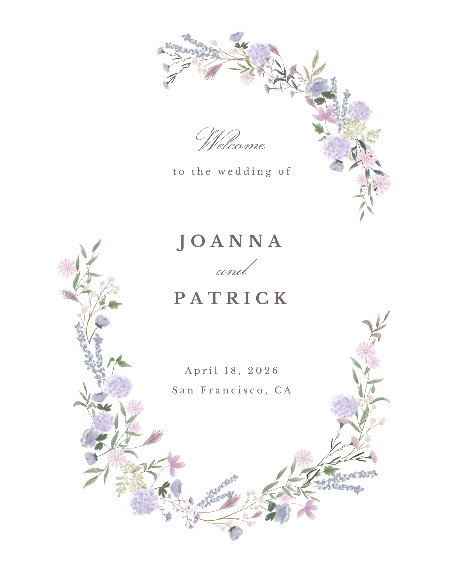 Laurelwood Portrait | Dusty Purple | Zola Wedding Signs