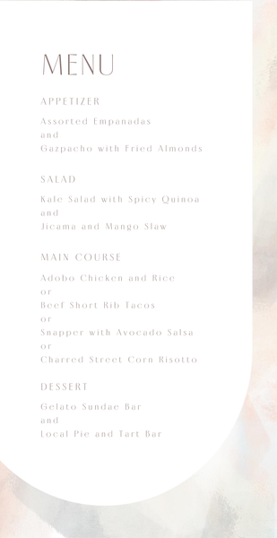 Coleridge | White | Zola Wedding Menus