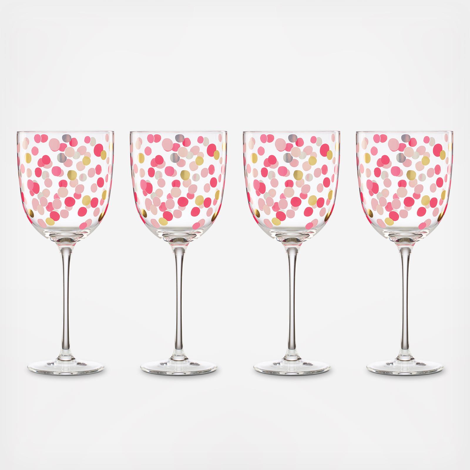 kate spade new york, It's Raining Confetti Wine Glass, Set of 4 | Zola