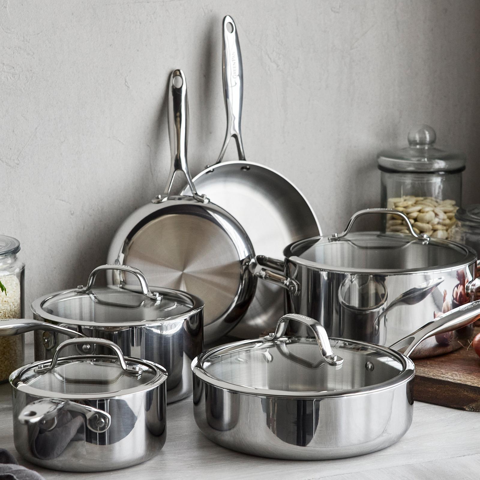 GreenPan, GreenPan Valencia Pro 10-Piece Uncoated Cookware Set | Zola