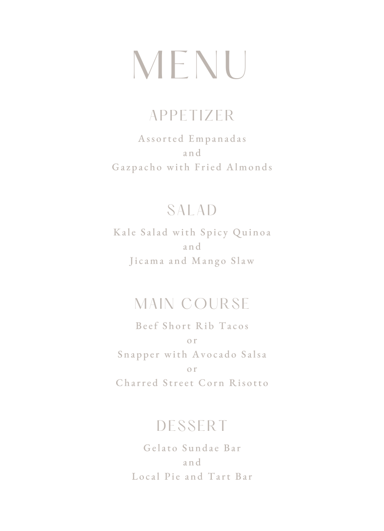 Milford Letterpress | Oatmeal | Zola Wedding Menus