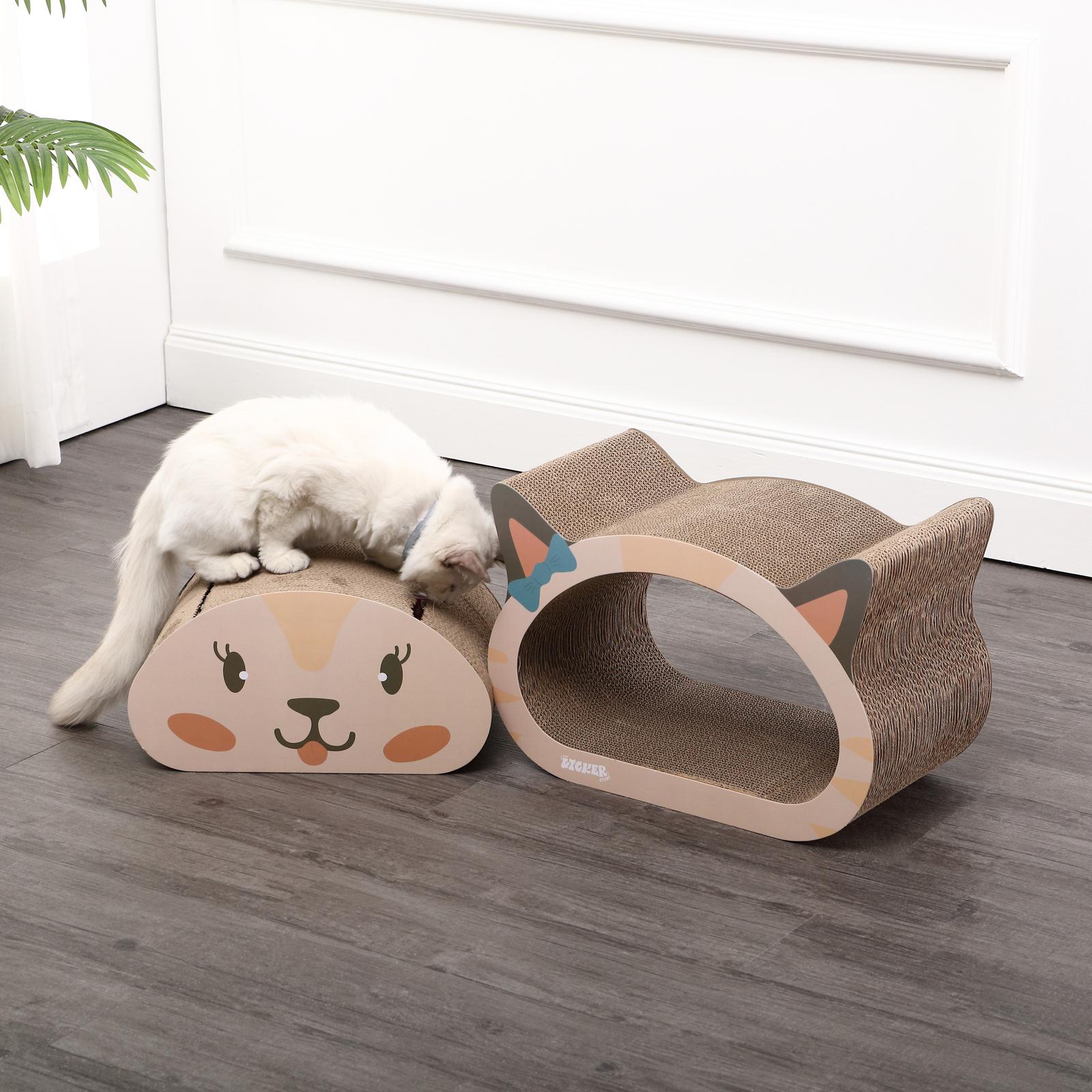 The Licker Store, Opal Modern Happy Cat Head 2-in-1 Cat Cave Scratcher ...