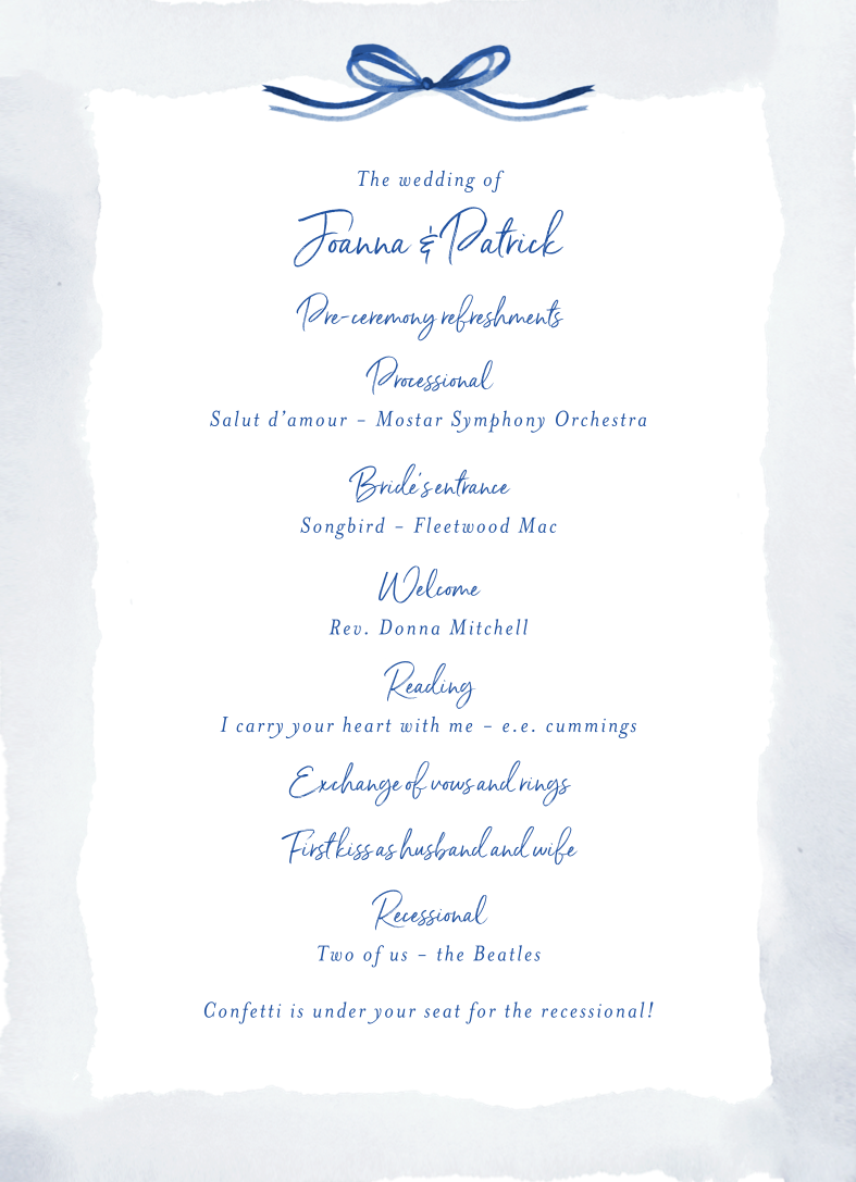 Darlington | Cobalt | Zola Wedding Programs