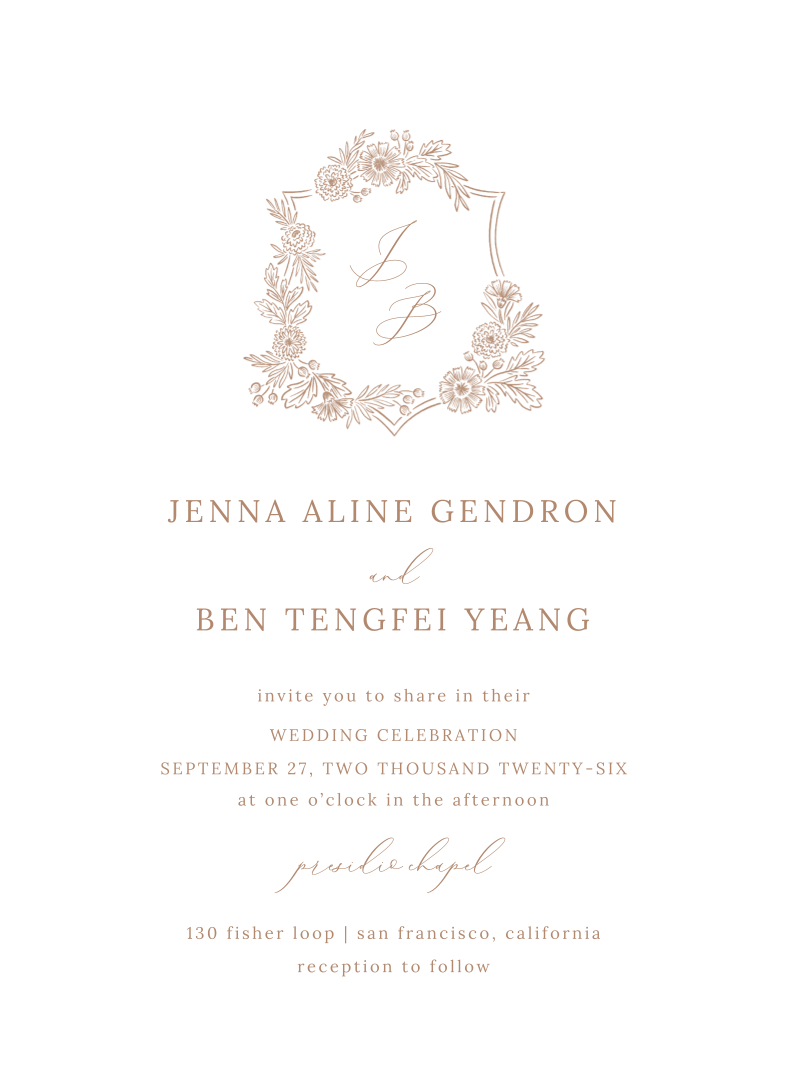 Lilah Portrait | Camel | Zola Wedding Invitations