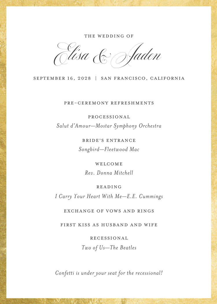 Azurite Foil | White | Zola Wedding Programs