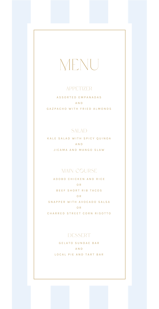 Cancun | Light Sky | Zola Wedding Menus