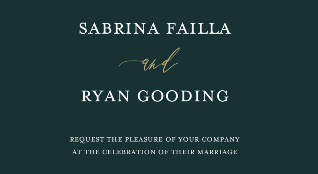 Sabrina Failla and Ryan Gooding's Wedding Website