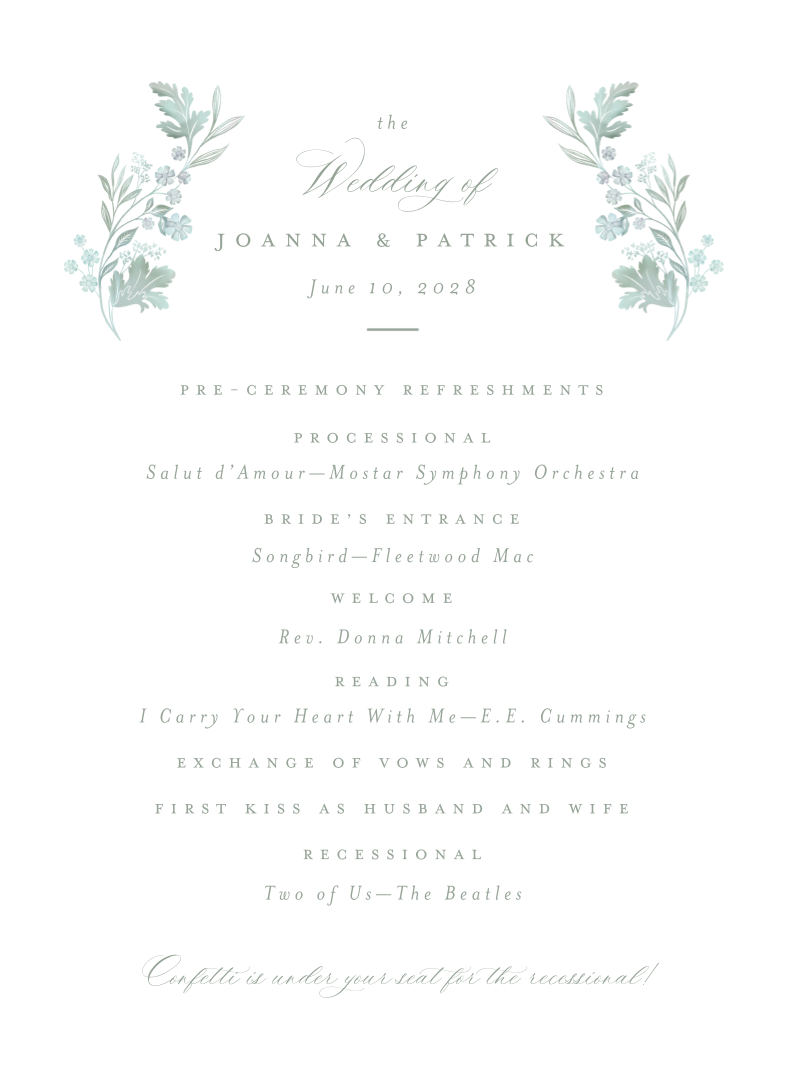 Reed | Iceberg | Zola Wedding Programs