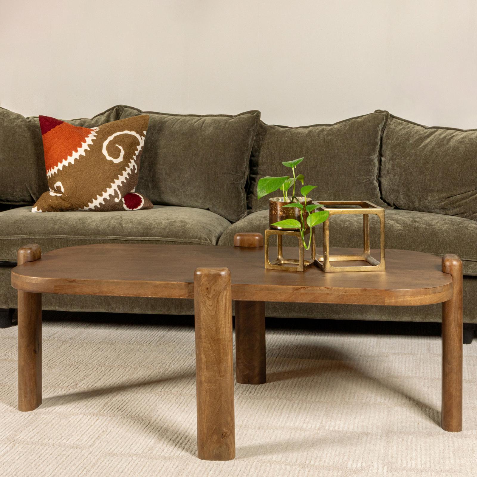 Rowena Interiors, Cruz Pill-Shaped Mango Wood Coffee Table | Zola